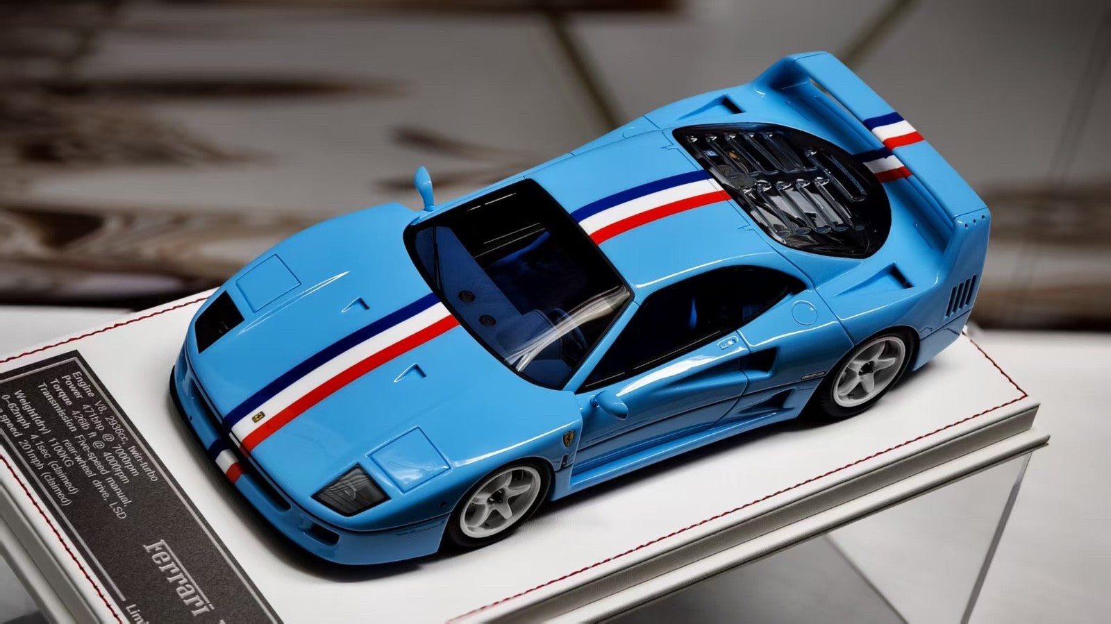 Ferrari F40 (Baby Blue/ France Flag Stripe) [Davis & Giovanni] 1:18 sc